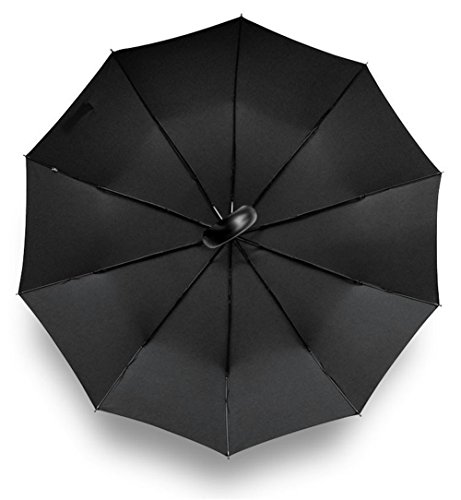 TRADE® Travel Umbrella, Cortex Hook Handle Auto Open & Close Vented Windproof UV Protection Umbrellas with 10 Metal Ribs and Large Canopy for Business Man (Black)