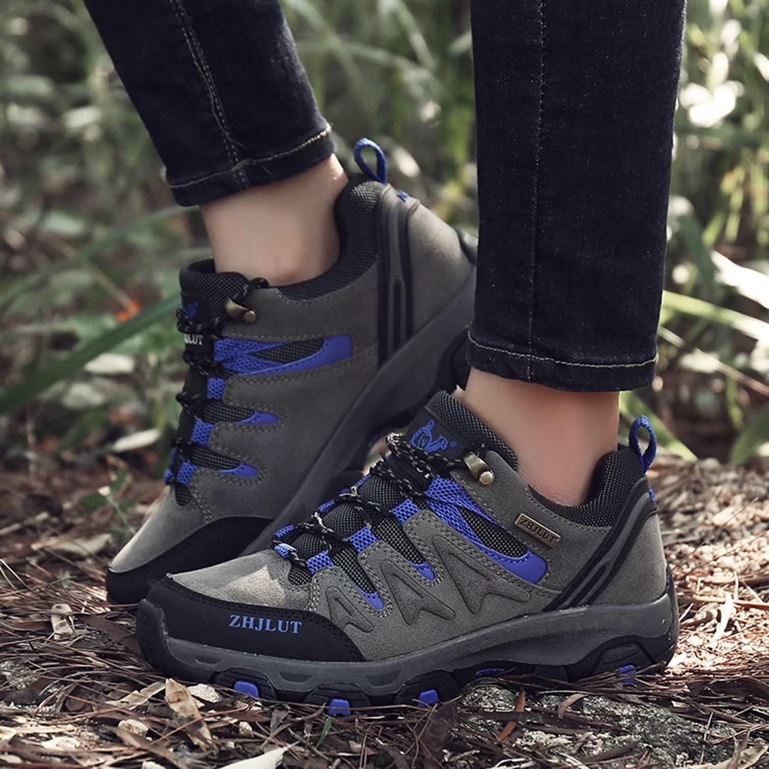 HARMOX Women's Men's Hiking Boot Slip Resistant Hiking Shoes for Men Lightweight Grey