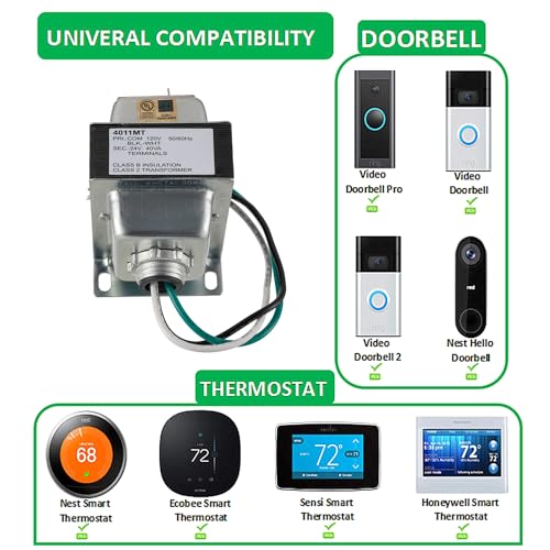 EPLZON 24V 40VA Thermostat and Doorbell Transformer, All Versions of Ring Doorbell
