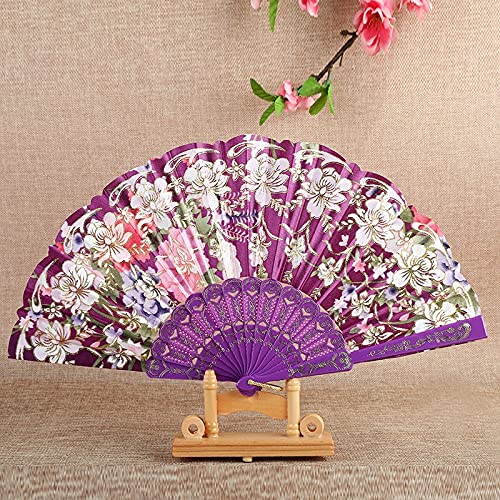 Folding Fan Vintage Pattern Chinese Style Hand Held Fans Silk Plastic Folding Fans Summer Wedding Party Fan Elegant Pattern Pocket Gift (8) (5)