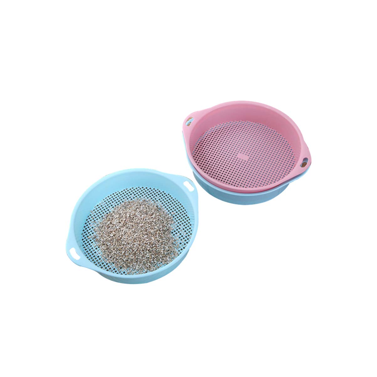 Garden Sieve Plastic Riddle Soil Sieve Soil Sieve Mesh Filter Dirt Sifter with Handle Bonsai Gardening Tool Garden Trapping Supplies Pink