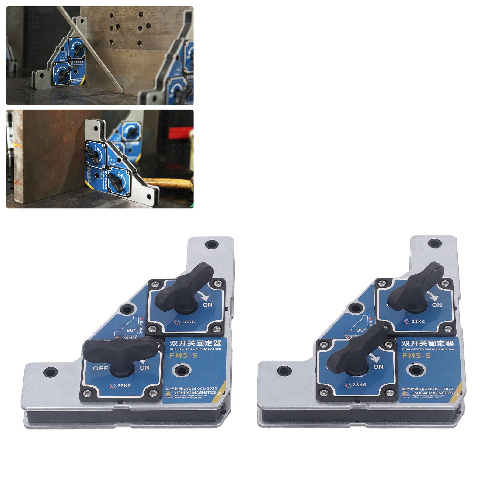 Kadimendium 2Pcs Welding Magnet 2 Switch Welding Holder 90 Degree 28KG Welder Magnetic Holder Angle Support Fixture Welding Clamp