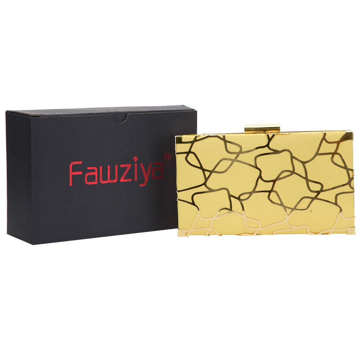 Fawziya Evening Purse Satin Geometric Metal Hollow Oversized Clutch Bags For Women Clutchess-Gold