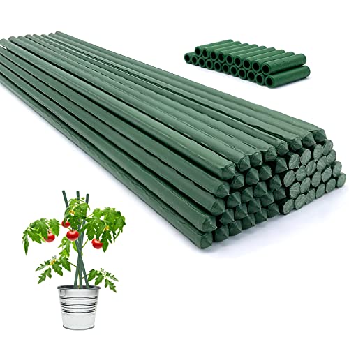 Garden Stakes,Connectable Plant Support Stakes,BOVITRO 40Pcs Steel Plant Stakes with 20 Connectors[17 Inches Each-Adjust Length Freely]