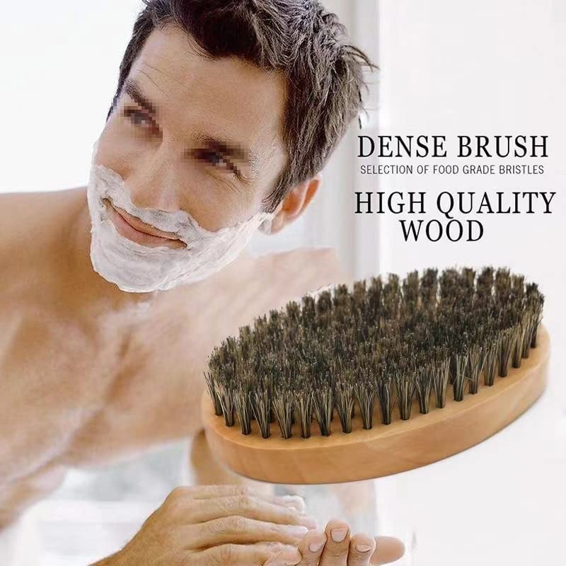 Haneex beard brush man 100 Percent boar bristle hair brush, beard combmade of solid wood, with medium hard bristles to conquer and soften your beard