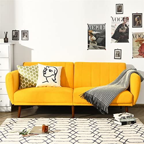 Walnut Convertible Futon Sofa Bed Adjustable Couch Sleeper W/Wood Legs Elegant and Fashionable Appearance (Color : C)