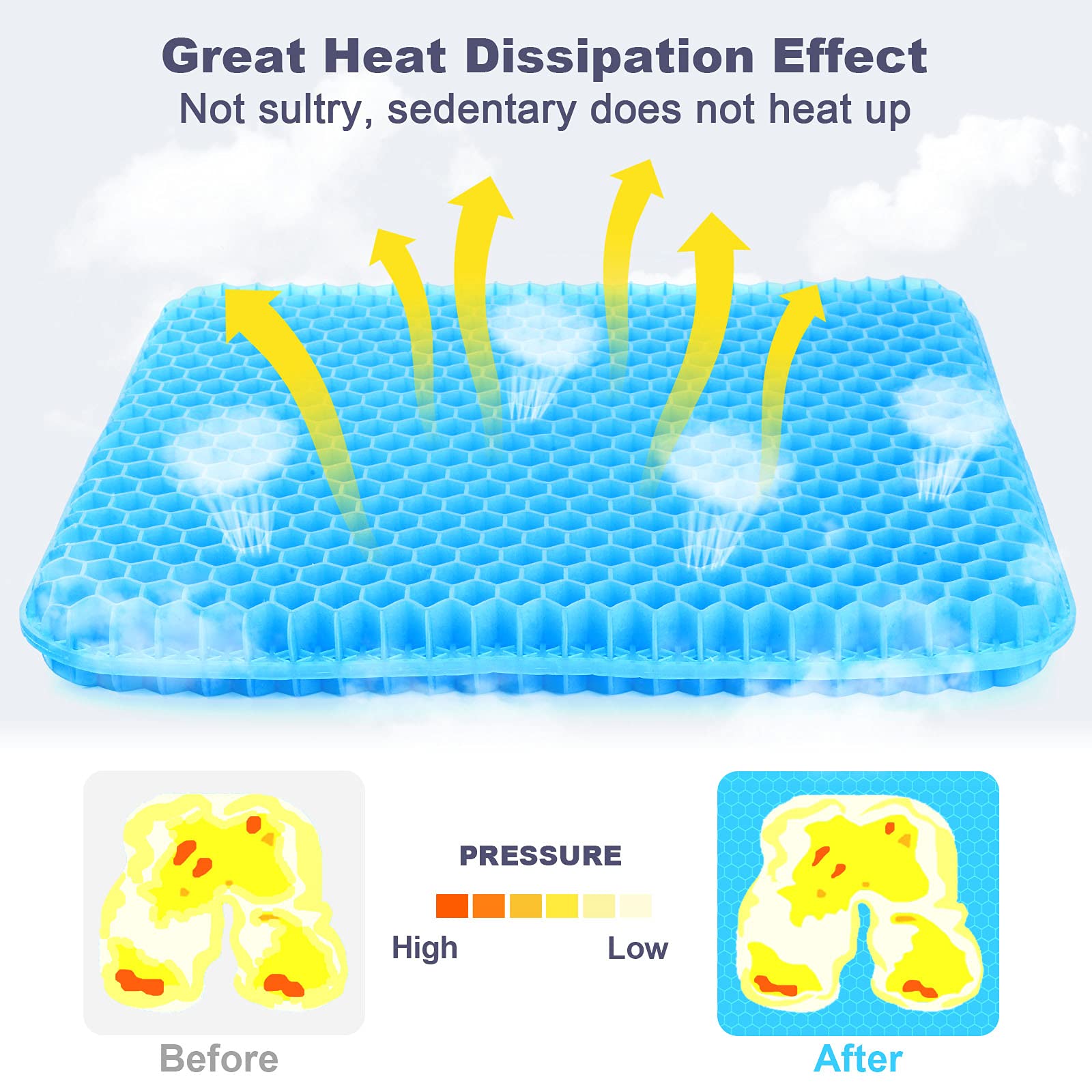 Dprofy Office Chair Cushion, Gel Seat Cushion for Office Chair, Car Seat Cushion for Long Sitting