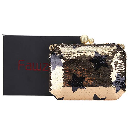 Fawziya Evening Clutch Star Sequin Thick Chain Novelty Oversized Purses For Women Formal-Gold