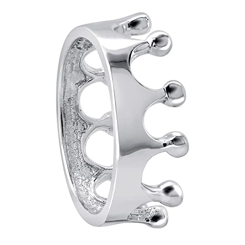 Gem Avenue King Crown Design 925 Sterling Silver Ring for Women Size 6