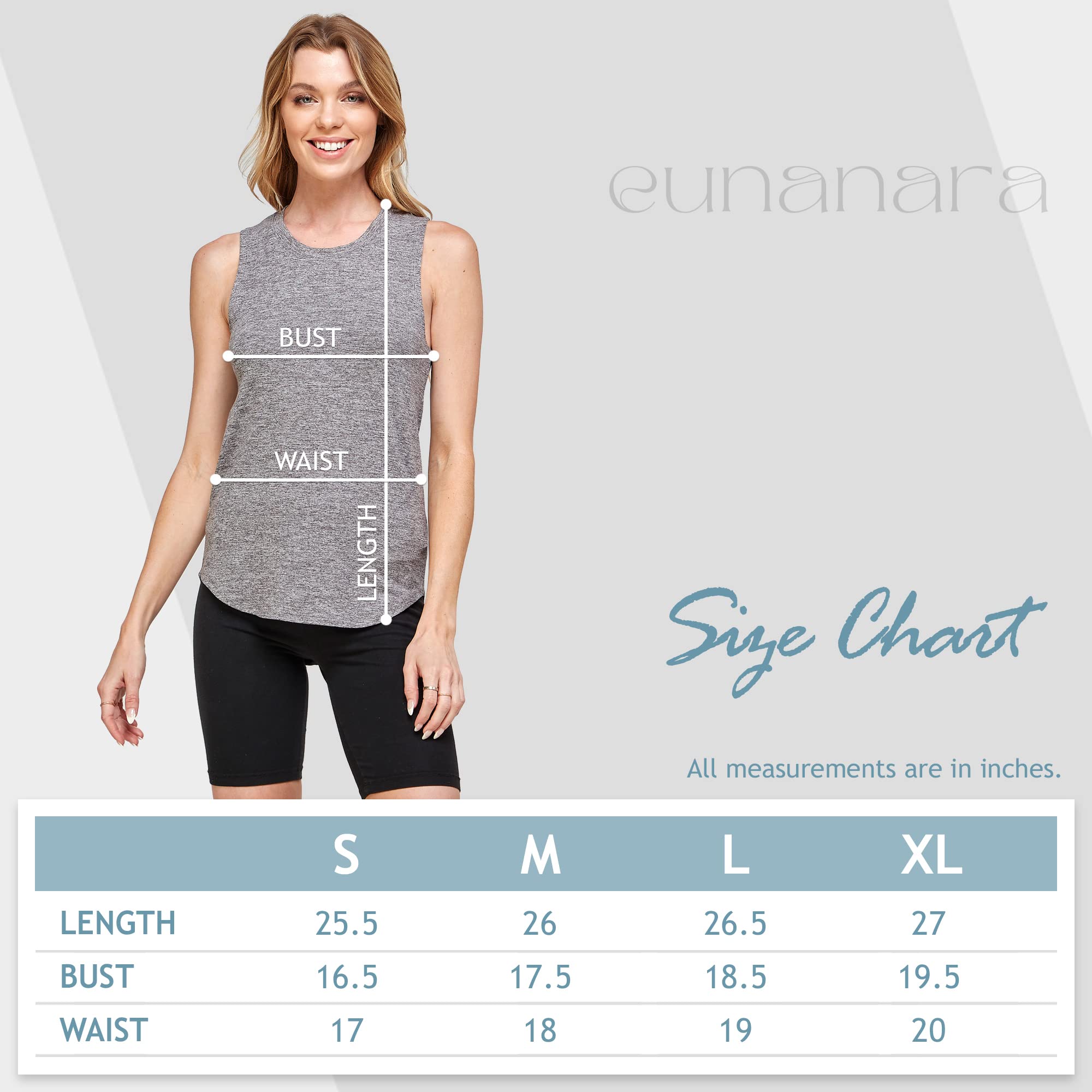 EUNANARA Women’s Muscle Tank Top – Sleeveless Casual Basic Soft A-Line Active Yoga Workout Lounge T Shirts Made in USA UX8853 Black XL