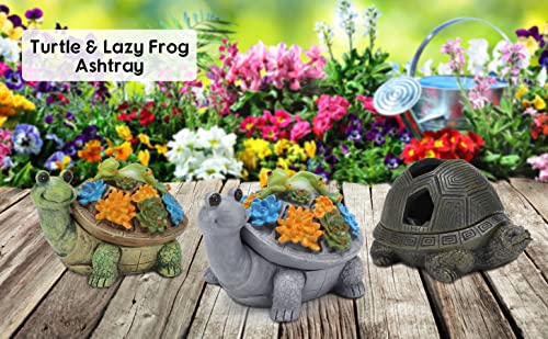 MOOTKA Turtle & Lazy Frog Ashtray with Lid, Handmade Cool Resin Ashtrays for Cigarettes as Home Decoration,Windproof Ashtrays for Indoor or Outdoor Use, Smoking Ash Tray Sets in Office Bar Hotel