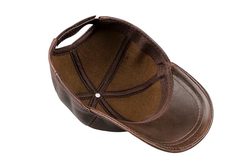 HATSQUARE Genuine Leather Baseball Cap Adjustable Soft Feel Dad Plain Hat Stylish Classic for Women Men Unisex (Darkbrown)