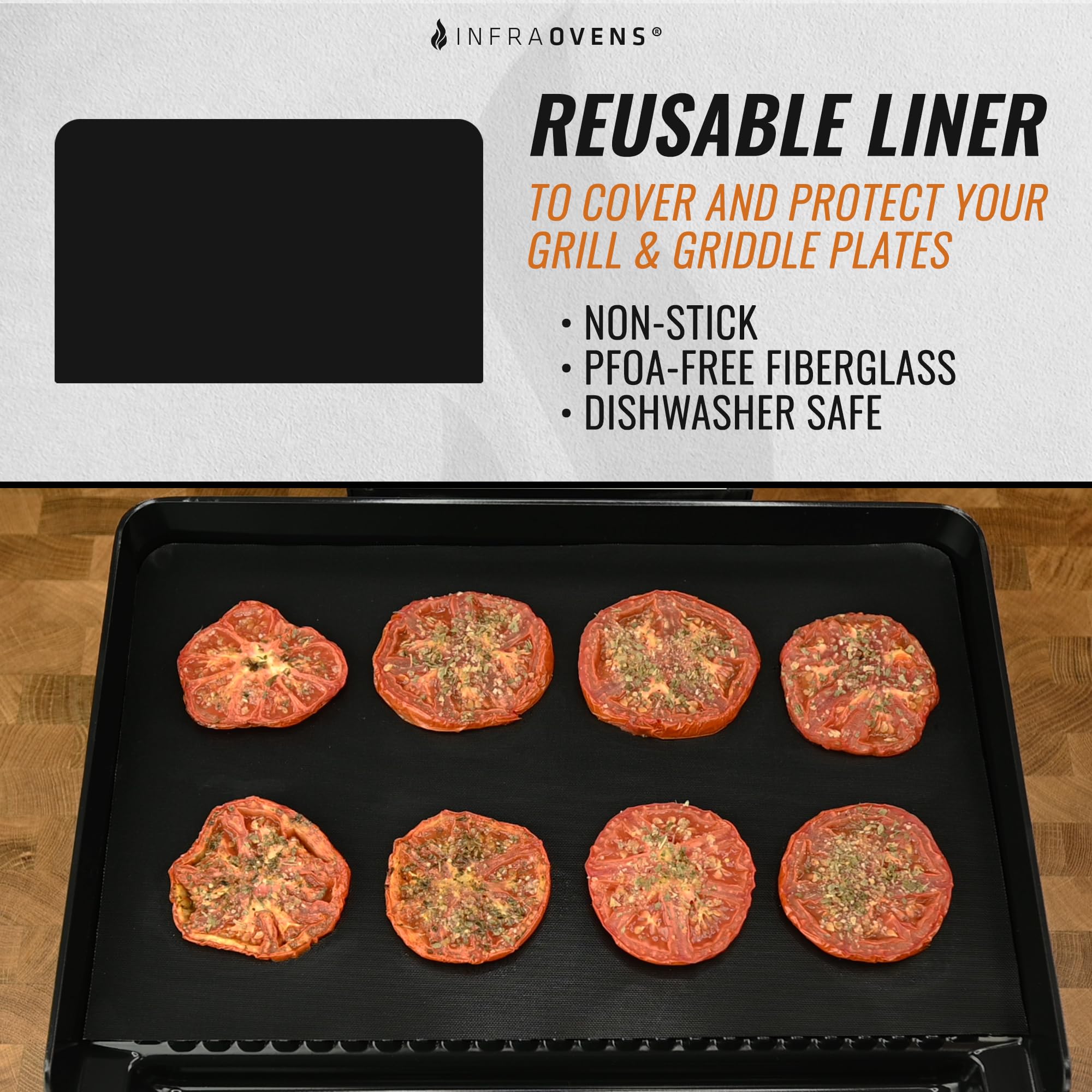 Reusable Mats for Ninja Sizzle Indoor Grill & Griddle GR101, Accessories for Indoor Electric Griddle with Lid for Cooking and Grilling, Non-Stick Electric Appliances Accessory Set by INFRAOVENS