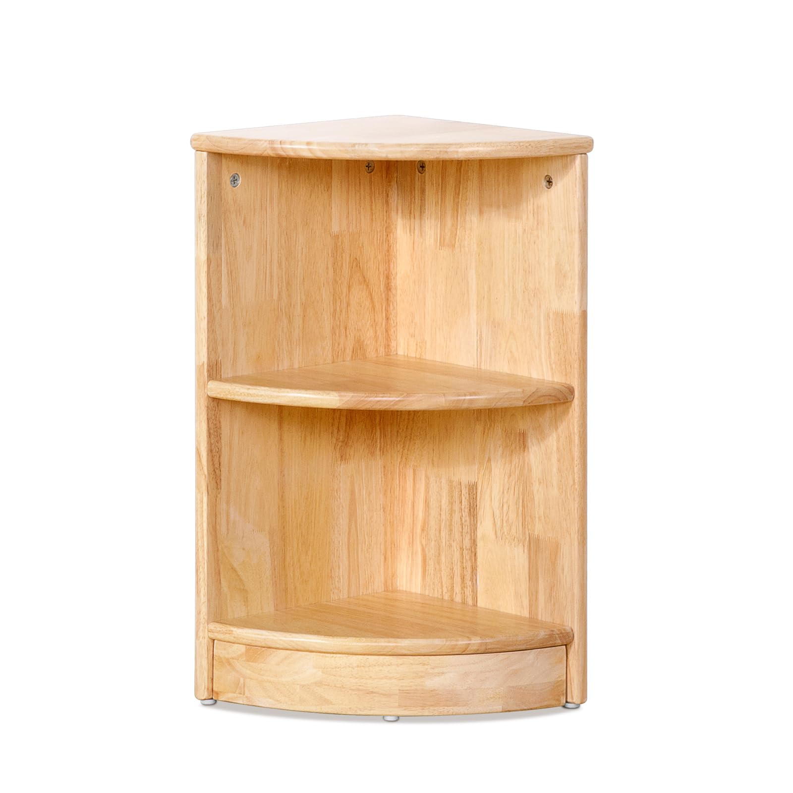 OOOK Rubber Wood Corner Cabinet, 2-Tier Toy Organizers and Storage, Montessori Shelf for Kids Room, Playroom, Nursery, Classroom, Kindergarten