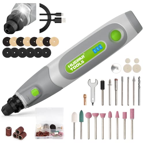 Huepar Tools Mini Cordless Rotary Tool with LED Light, 3-Speed Power Rotary Tool 5000-18000RPM with 98Pcs Accessories, 4V Rotary Tool for Sanding, Polishing, Drilling, Cleaning, DIY Crafts-RT4 PRO