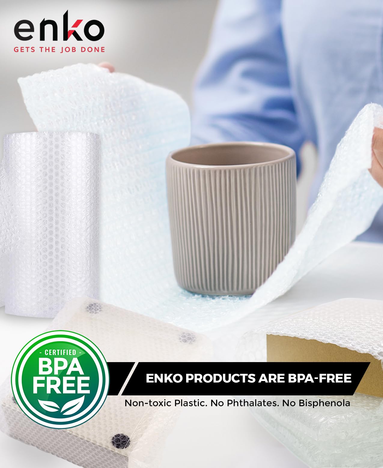 enKo (1 Pack) 12 inch x 72 feet Bubble Cushioning Wrap Roll Perforated 20 Fragile Sticker Labels for Moving Shipping Packing Boxes Supplies