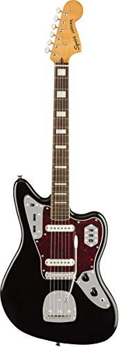 Fender Squier Classic Vibe '70s Jaguar - Black Bundle with Gig Bag, Instrument Cable, Tuner, Strap, Strings, Picks, and Austin Bazaar Instructional DVD