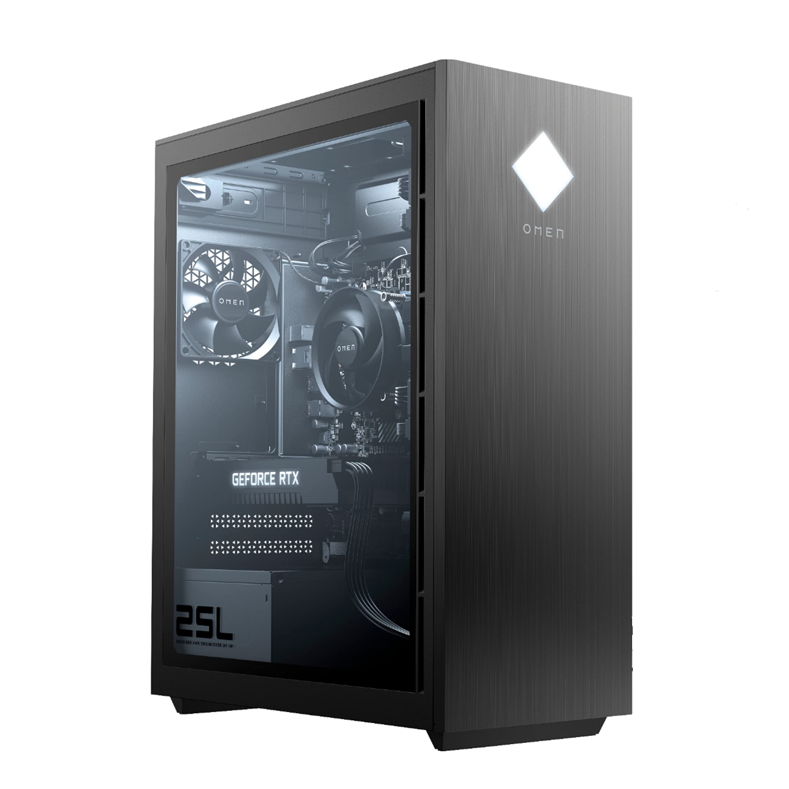 HP Newest OMEN 25L Gaming Desktop PC, Intel Core i7-10700 Octa-Core Processor, RTX 2060 Super, 64GB RAM, 2TB NVMe SSD, RGB Air Cooling, DP, HDMI, Wi-Fi 6, Windows 11 Home, Black