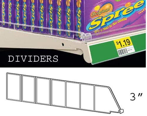 Universal Shelf Lip & Adjustable Depth Divider Kit, [1] 48" L Adhesive Front Lips w/ [10] 3" H Divider