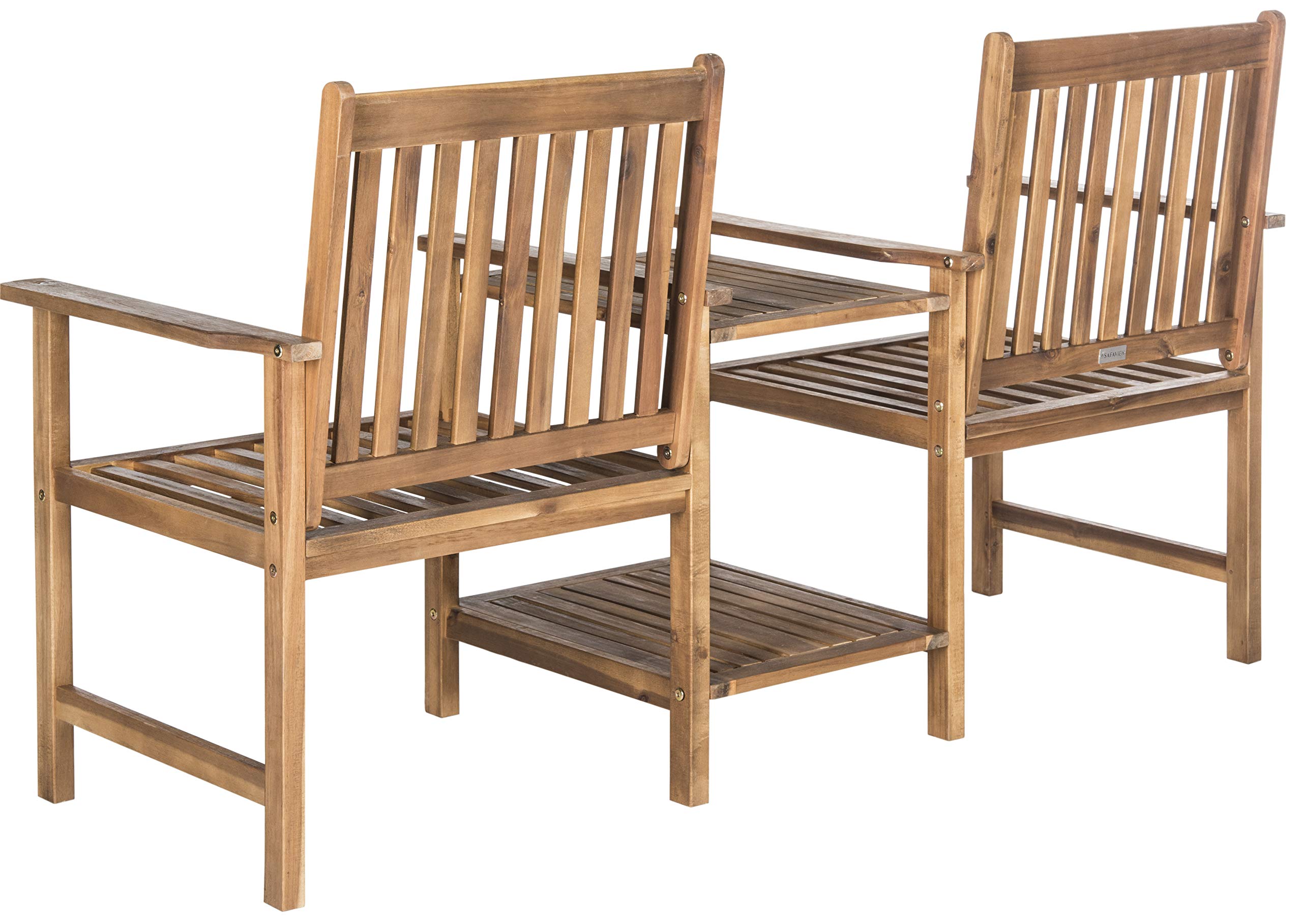 SAFAVIEH Outdoor Collection Brea Teak Brown Seat Bench