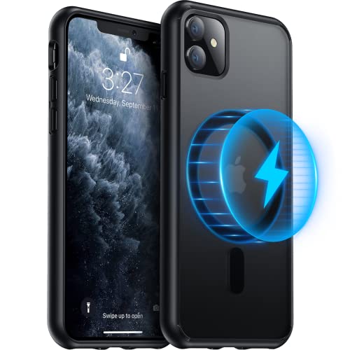 Meifigno Magnetic Case for iPhone 11 Case, [Military Grade Drop Tested & Comaptible with Magsafe], Translucent Matte PC with Soft Edges, Shockproof Phone Case for iPhone 11 6.1 inch (2019), Black