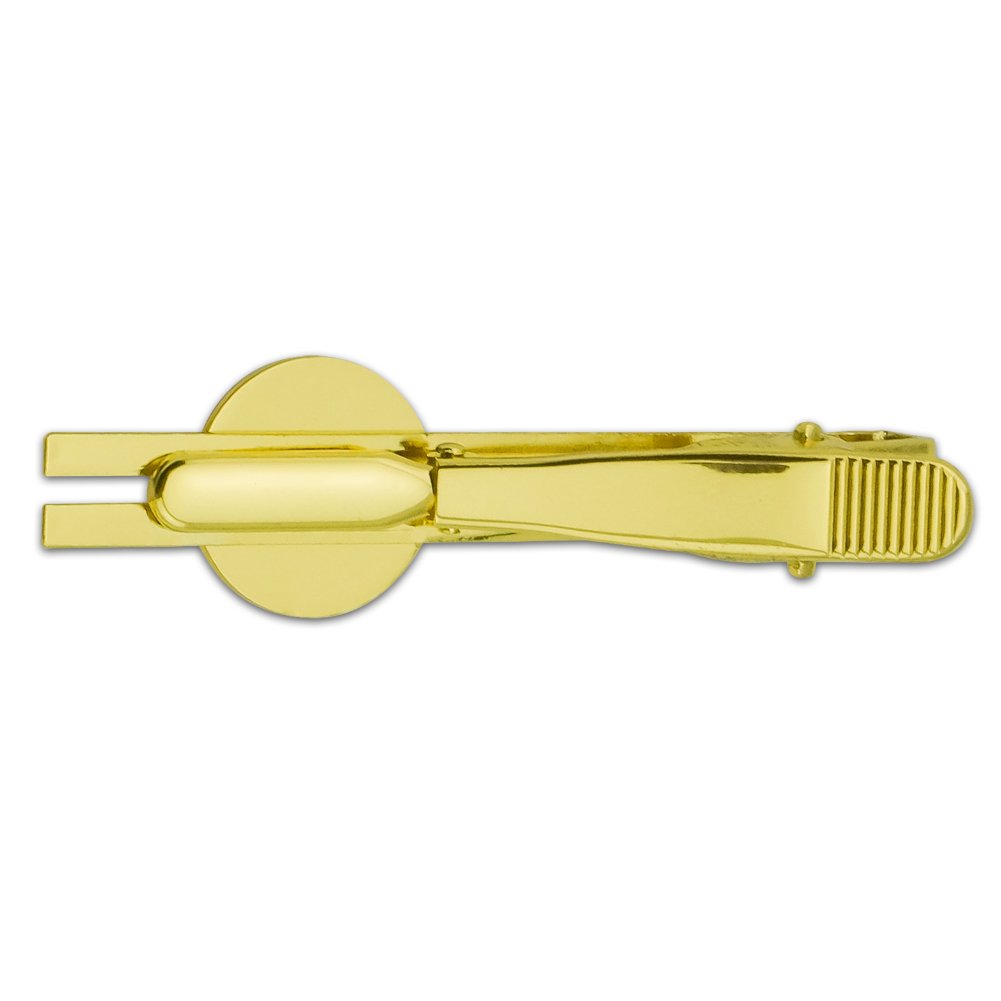 Firefighter Fire Rescue Maltese Cross Round Tie Bar Clip Clasp Tack Gold Color Plated
