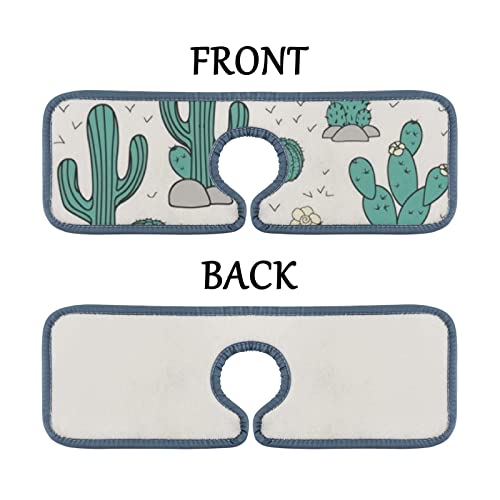 Kitchen Faucet Absorbent Mat 2 Pieces Cactuses and Succulents Faucet Sink Splash Guard Bathroom Counter and RV,Faucet Counter Sink Water Stains Preventer