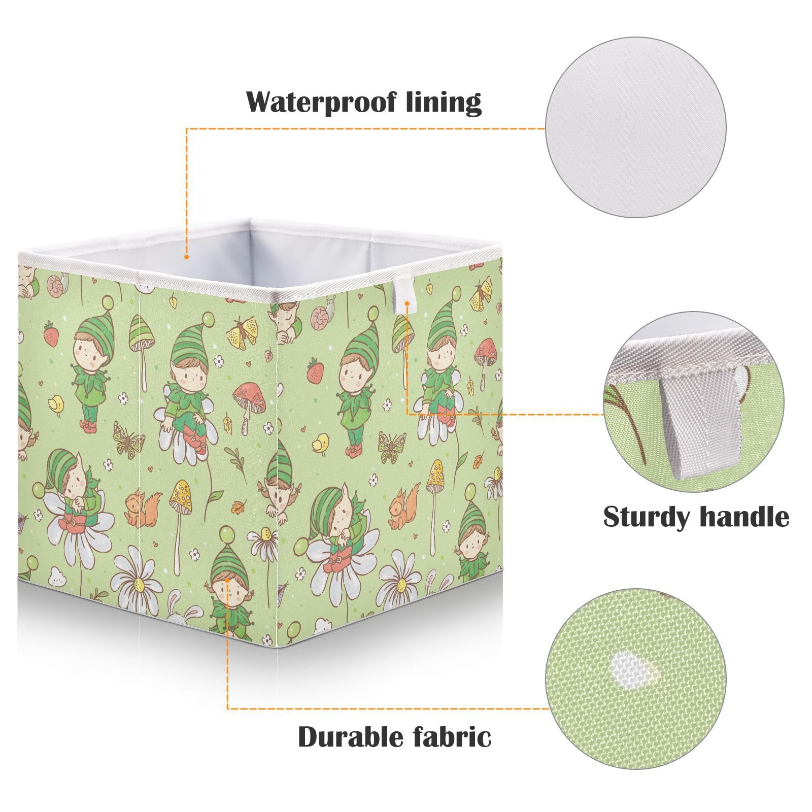 Emelivor Elf Rectangle Storage Bins Fabric Storage Cube Foldable Organizer Bins Storage Baskets for Shelves Storage Box for Home Closet Bedroom Drawers Home Decor,16 x 11inch