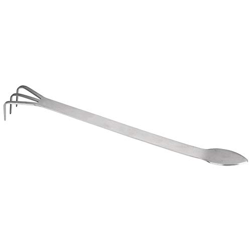 Gardening Rake, 2 in 1 Stainless Steel 3-Prong Loosen Soil Bonsai Tree Gardening Tool Root Rake and Spatula Patio Lawn Garden