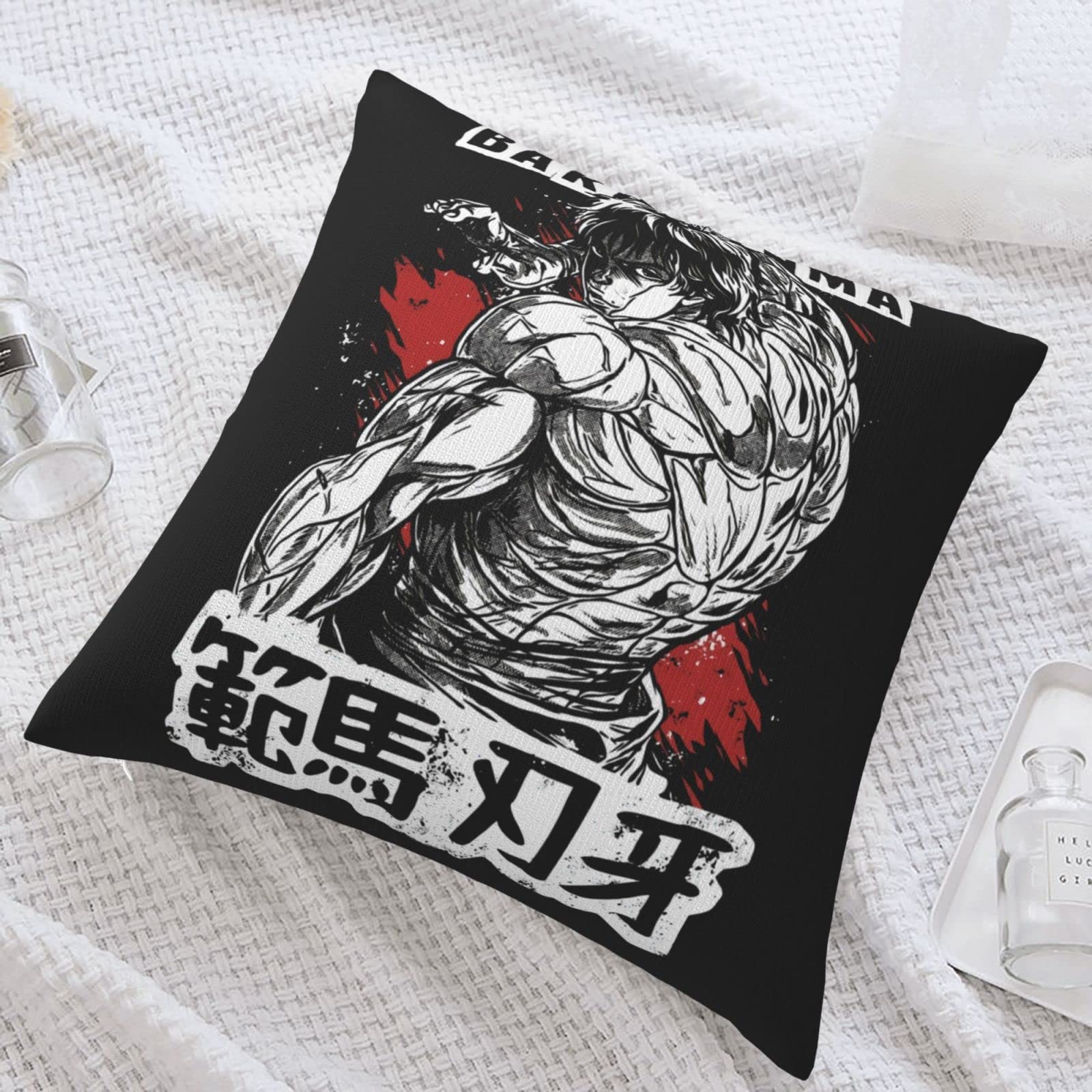 Flokoo Anime Baki The Grappler Baki Hanma Throw Pillow Cases Dorm Decor for Bedroom Living Room 18x18 Inch