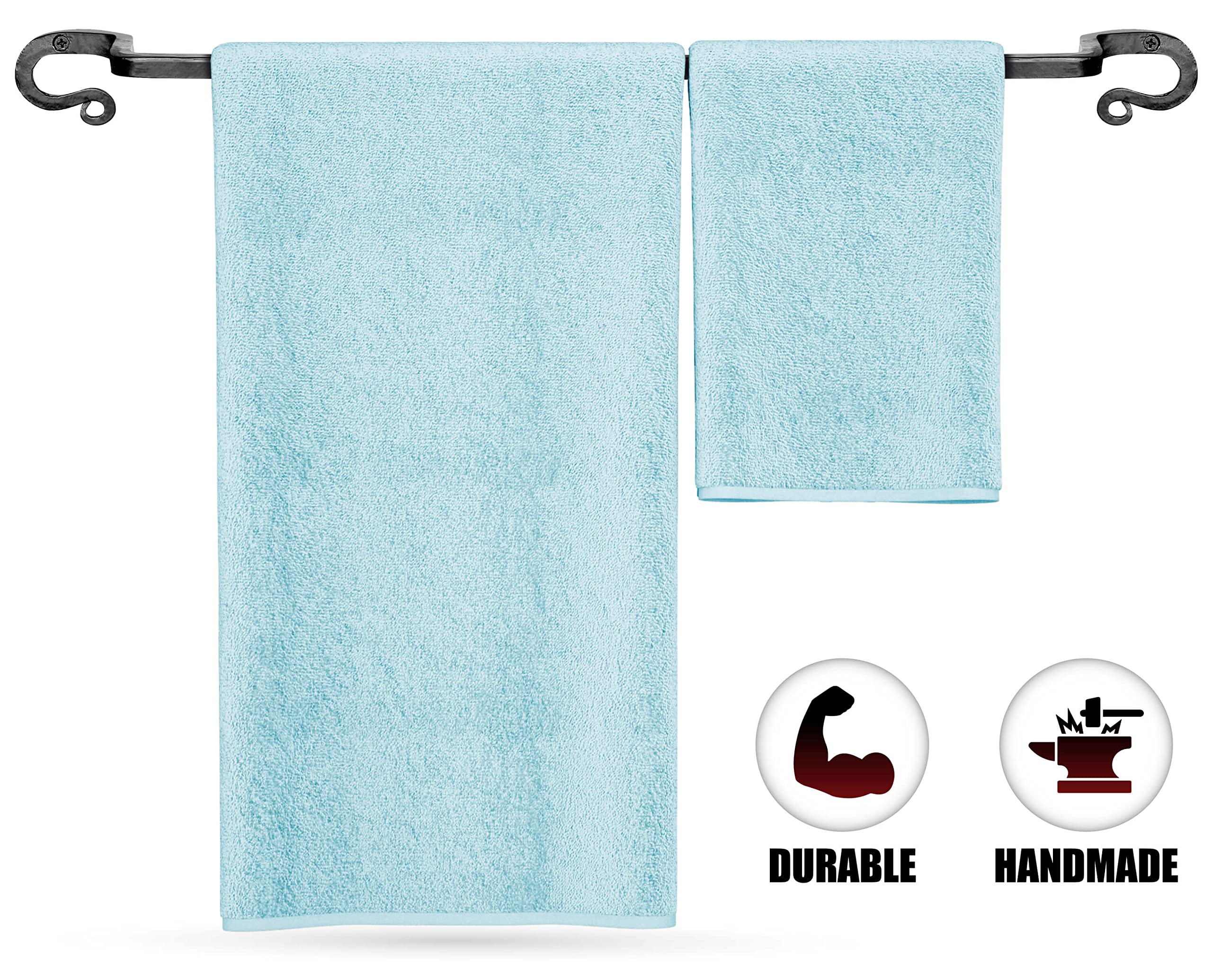 Stur-De Wrought Iron Towel Holder - Rustic Towel Rack for Bathroom or Kitchen, Wall-Mount Black Iron Towel Bar for Bath Towels - Decorative Black Towel Bar for Farmhouse-Style Home - 21 x 3 x 2 Inches