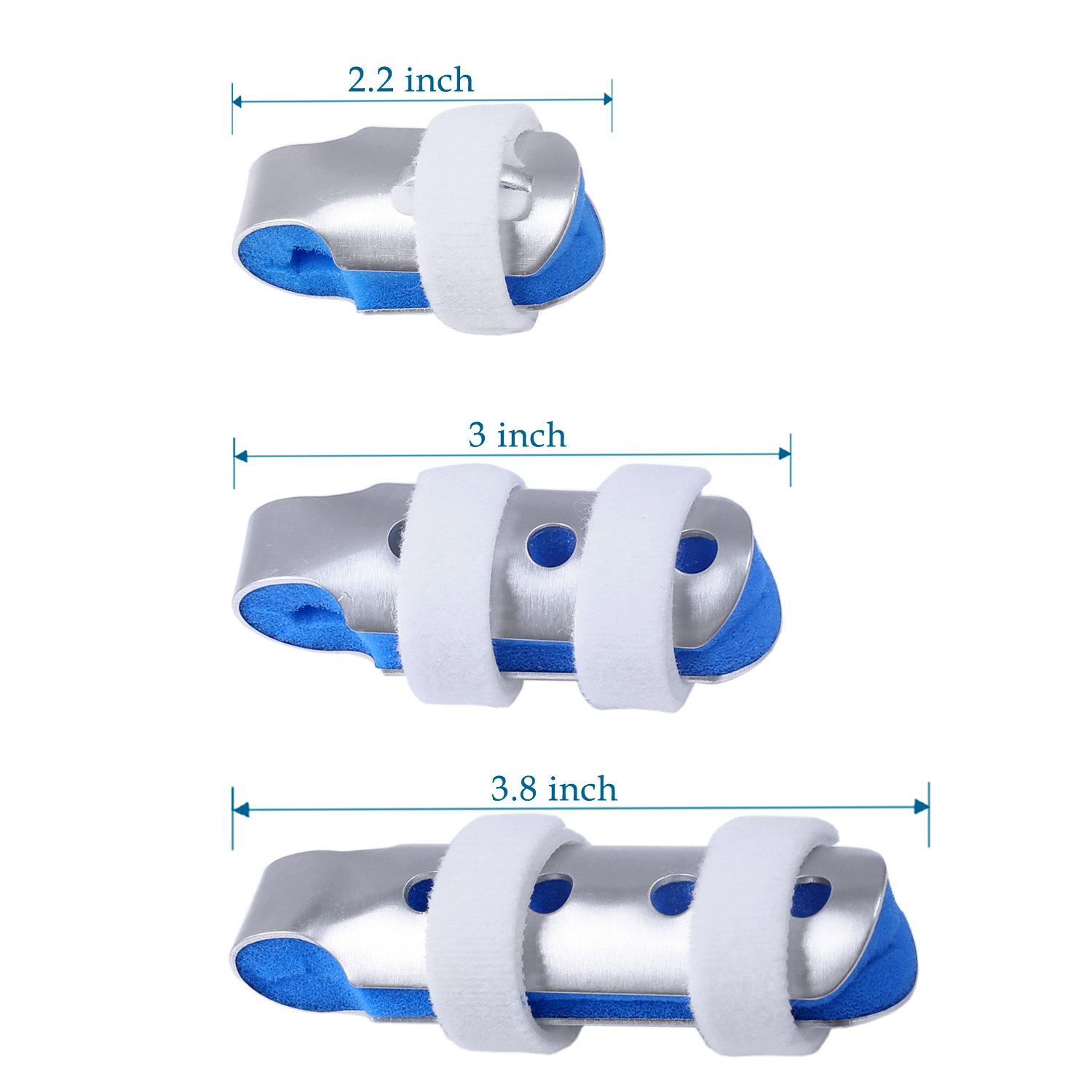 Finger Splints: 3-Size Pack Made for Finger Knuckle Immobilization of Adults and Children Suffering Pain Sprains Strains Arthritis with Soft Foam Interior Loop Straps and Protective Ventilation Holes