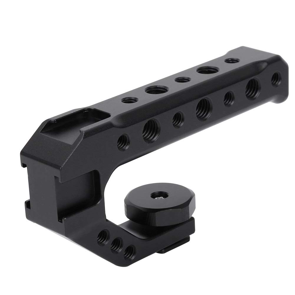 EVTSCAN Camera Handle Grip with 3 Cold Shoe, Universal Video Action Stabilizing Handle Grip Camera Cold Shoe Mount Adapter, 1/4" 3/8" Holes Mount
