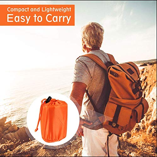 Emergency Sleeping Bag Survival Bivy Sack.Mylar Emergency Bivy Survival Rescue Blanket , Survival Gear for Outdoor, Hiking, Camping Includes Nylon Sack with Survival Whistle +Emergency blanket
