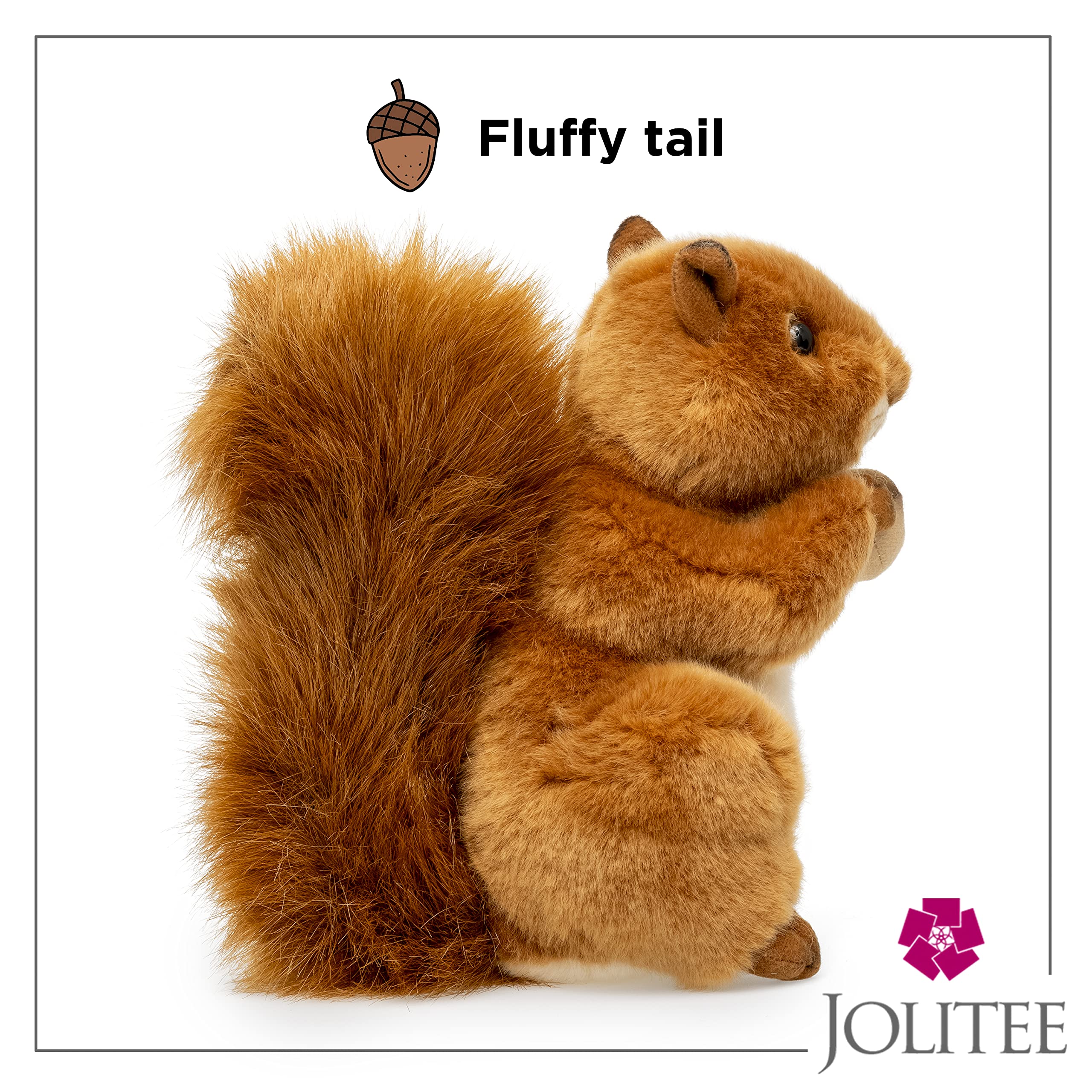 Jolitee Rusty The Red Stuffed Squirrel Plush Stuffed Animal Plushie, Squirrel Toy Gifts for Kids, Wildlife Animals, Squirrel Plush Toy