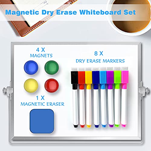 OWill Dry Erase White Board, 8β X 12β Small Whiteboard with Stand, Mini Whiteboard A4 Magnetic Desktop Board & Portable Double-Sided White Board Easel for Kids Drawing in School & Home