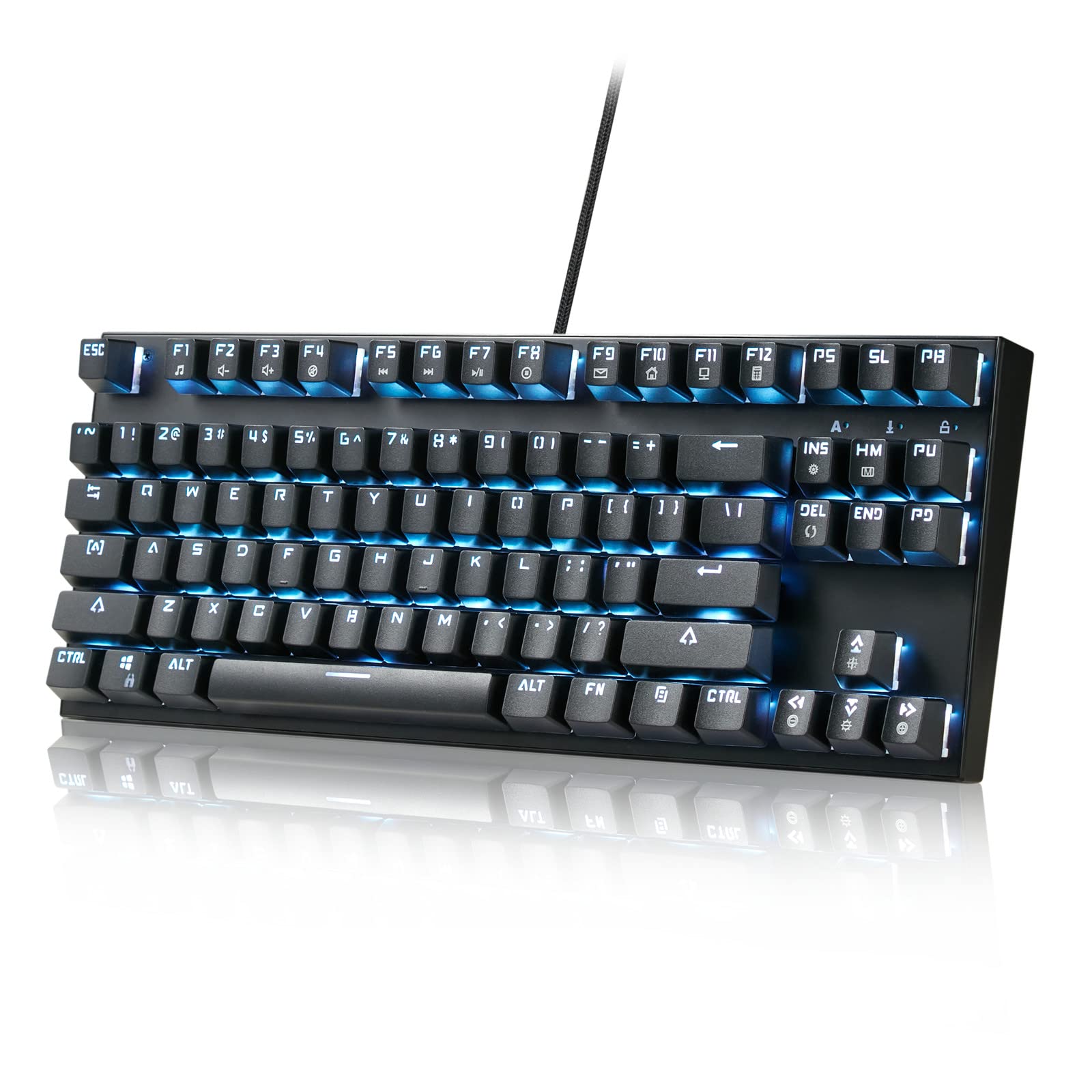 H JIDOHUN Portable Mechanical Gaming Keyboard, LED Backlit Compact 87 Keys Mini Wired Office Keyboard with Red Switch for Windows Laptop PC Mac Laptop Desktop- Black