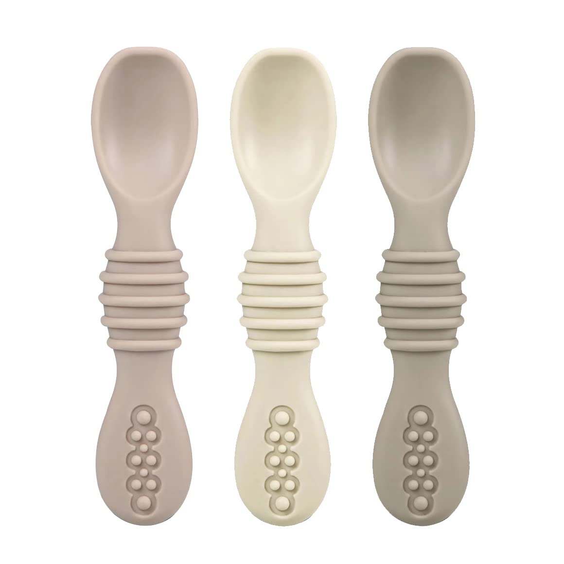 PandaEar 3 Pack Baby Led Weaning Spoons| Silicone Baby Spoons Self Feeding Utensils, Toddler Infant Feeding Spoon First Stage
