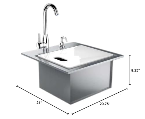 Sunstone Drop in Sink with Hot and Cold Water Faucet and Cutting Board