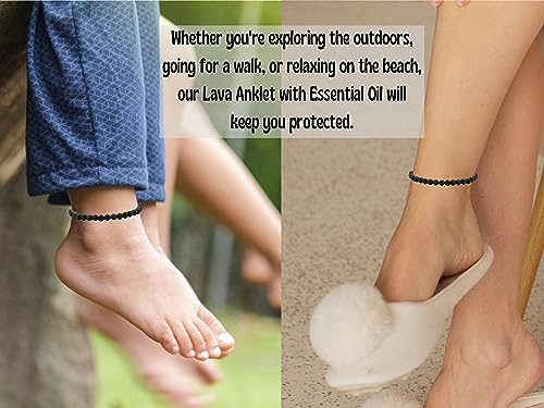 Mosquito Repellent Bracelets and Anklet Repeller with Essential Oil Refill Container - Lava Stone Camping Essentials Mosquito Bracelets for Adults Bug Repellent Bracelets - Pack of 2 Bug Bands