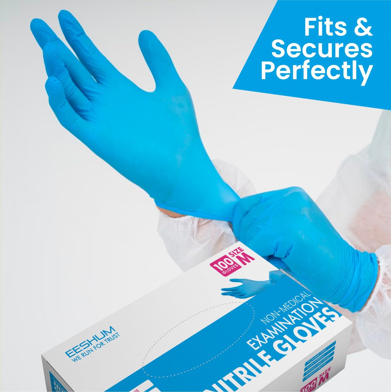 Eeshum Nitrile Gloves, 4mil-100 Count, Gloves Disposable Latex Free, Disposable Gloves for Household, Food safe (Large)