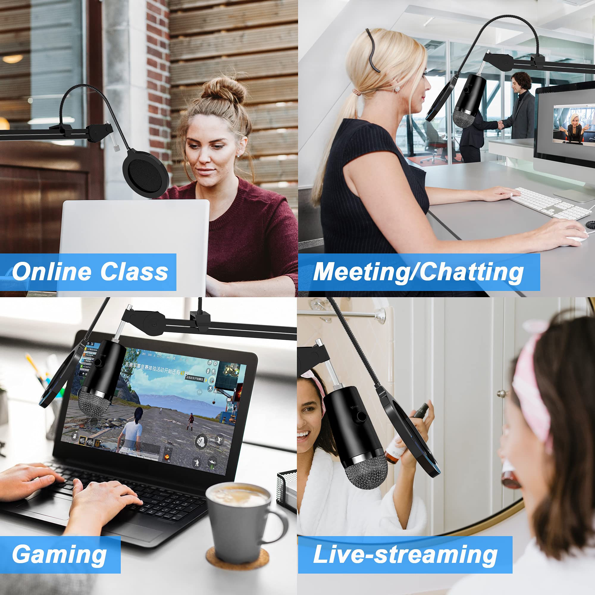 eWonLife Mic Arm, Boom Arm Mic Stand Desk Mount with 5/8 Thread, Microphone Stand for Shure SM7B, Mv7, Blue Yeti, Hyperx Quadcast, Heavy Duty, With Filter, 5/8" to 3/8", to 1/4" Adapter, 8 Cable Ties