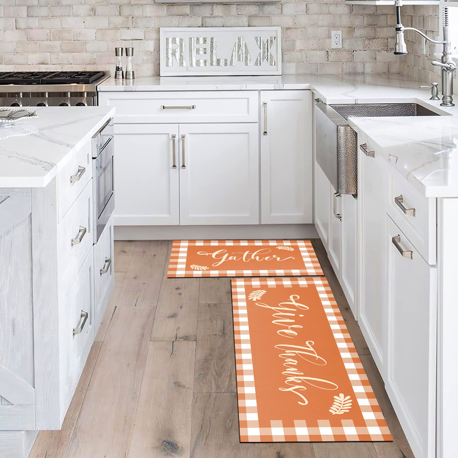 HOLVDENG Easter Bunny Kitchen Mat Set of 2 Non Slip Thick Kitchen Rugs and Mats for Floor Comfort Standing Mats for Kitchen, Sink, Office, 17"x47"+17"x28"