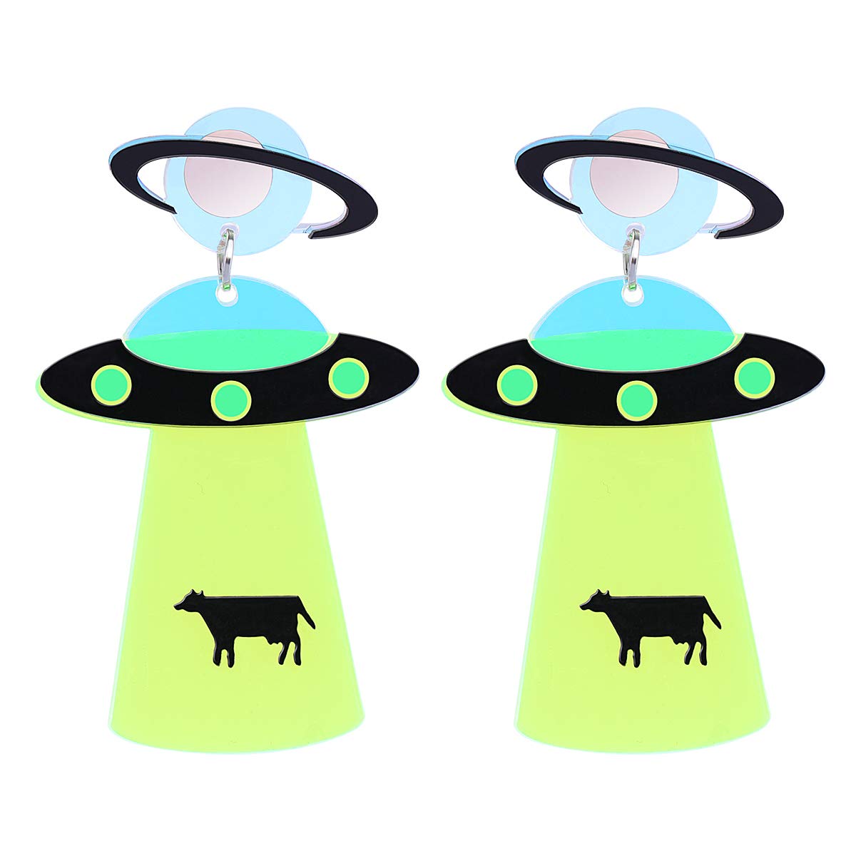 FENICAL UFO Earring Exaggerated Earring Acrylic Earring Drop for Woman Girls Ladies 1Pair