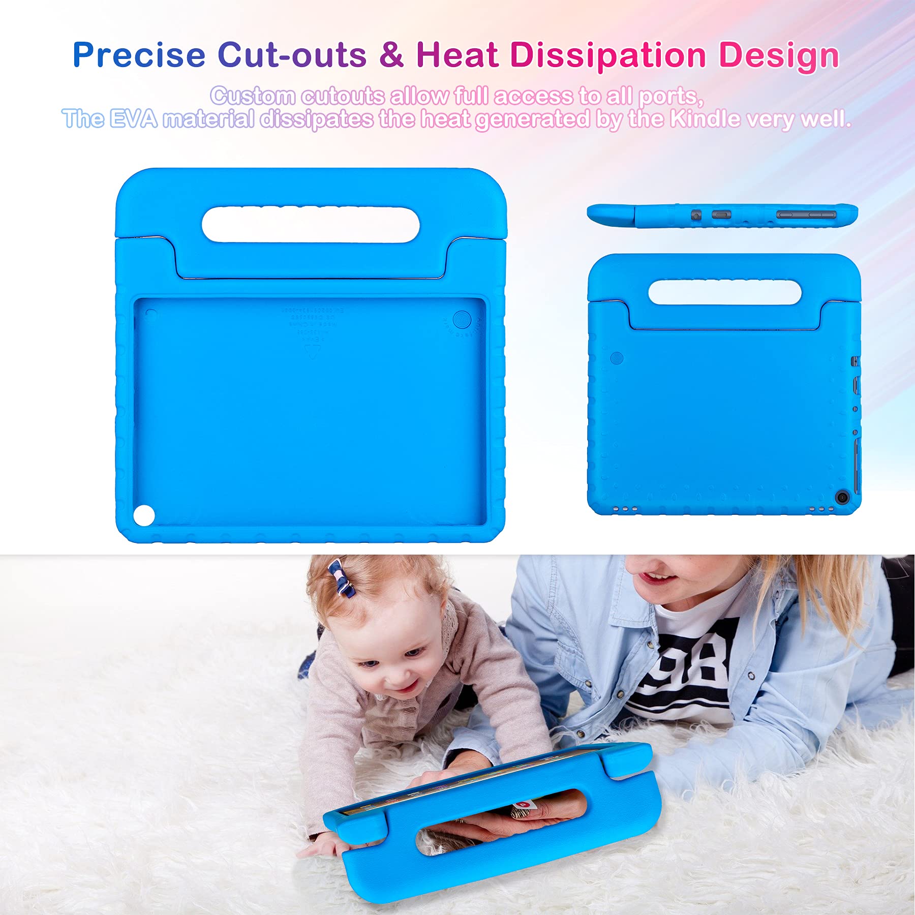 Foluu All-New Kindle Fire HD 10 & 10 Plus Tablet Case (11th Generation, 2021 Release), Fire HD 10 2021 Kids Case, Shockproof Light Weight Handle Stand Case for Amazon Fire HD 10 Tablet 2021 (Blue)