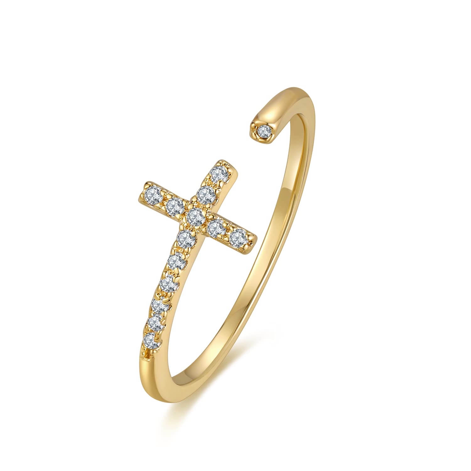 Fomissky Minimalist Stackable Cross Rings for Women, Adjustable Knuckle Rings Pinky Ring Midi Rings Religious Christian Jewelry