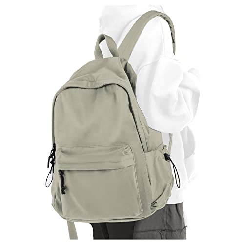 PAUBACK Green School Backpack for Girls Water Resistant High School Book Bag Simple Backpack for Teens Boys Girls, Lightweight Simple Middle School Back Pack Daypack