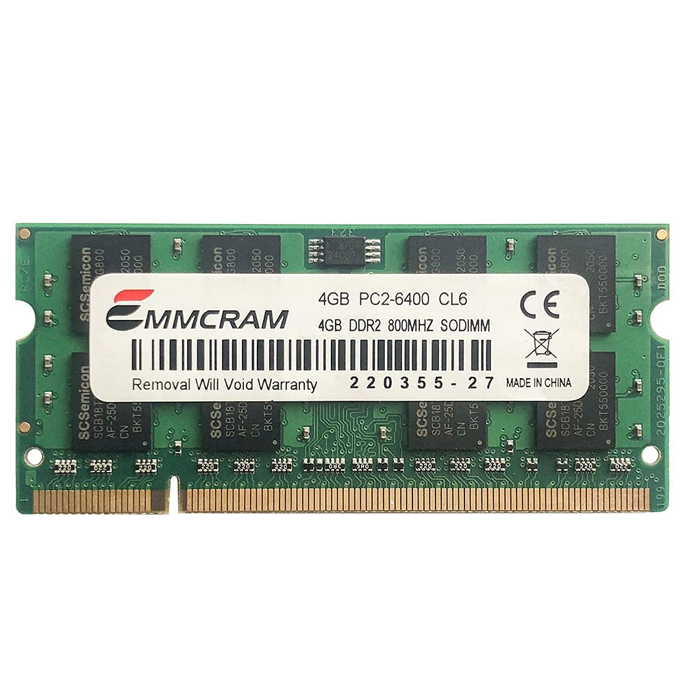 EMMCRAM 8GB (2 x 4GB) PC2-6400 DDR2-800 200PIN SoDIMM Laptop RAM Non-ECC Unbuffered Notebook Memory for Dell E6400,E6500, Inspiron 1545, M4400,E5500