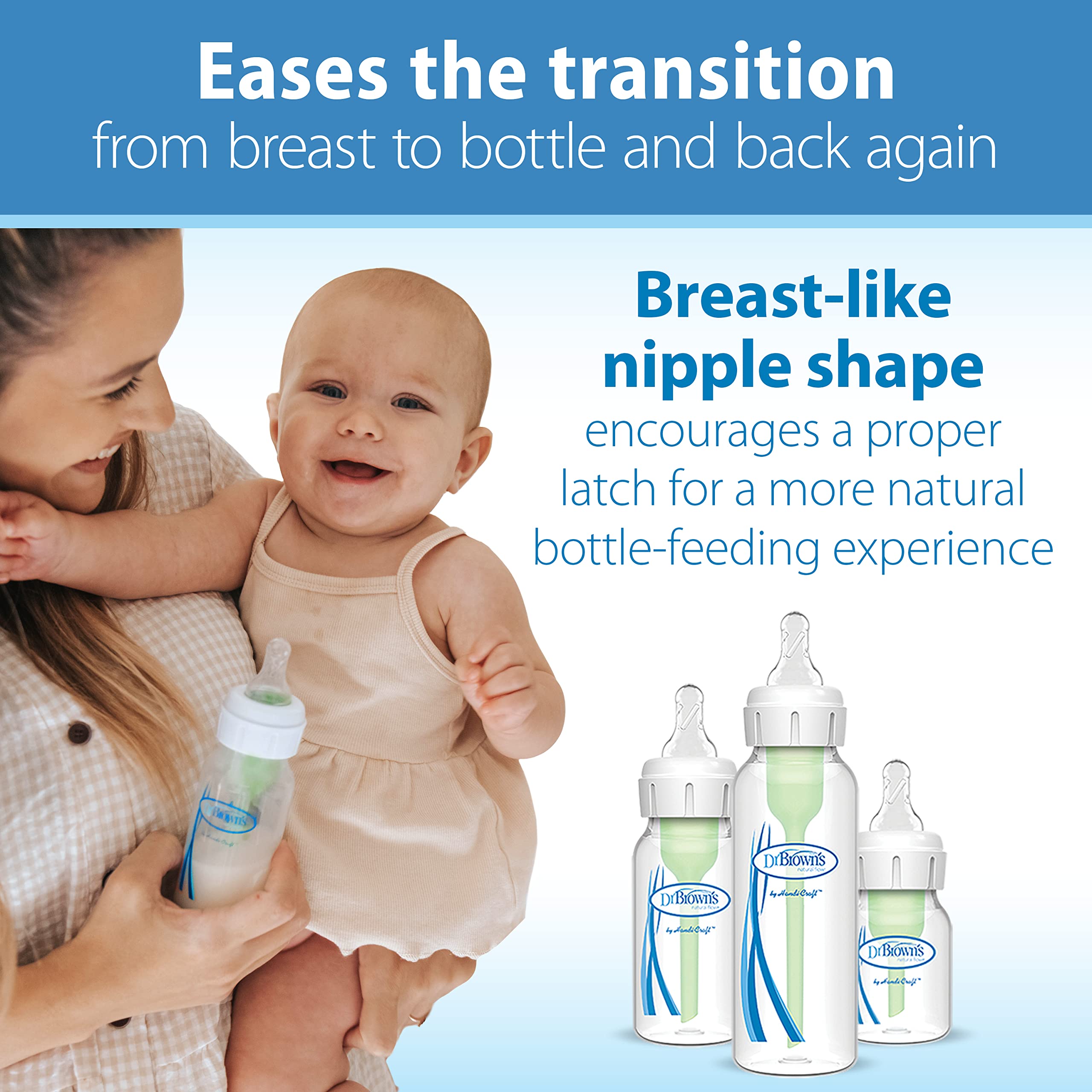 Dr. Brown's Anti-Colic Baby Bottles, Nipples and Accessories Bundle | Natural Flow Options+ Narrow Bottles with Level 1 and Level 2 Silicone Nipples