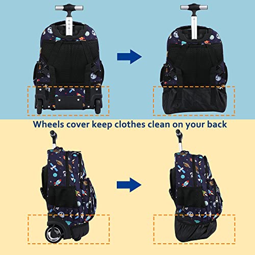 seastig Rolling Backpack 16 Inch Wheeled Backpack Laptop Backpack Carry-on Backpack School College Travel